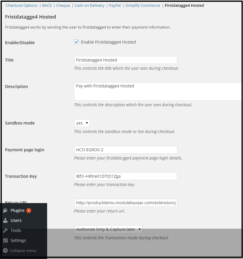 WP Woocommerce Payeezy First Data GGe4 Hosted Solution Module| Wordpress plugins