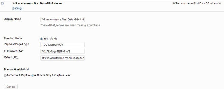 WP eCommerce Payeezy First Data GGe4 Hosted Solution Module| Wordpress plugins