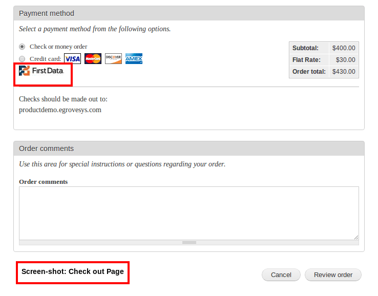 Drupal Ubercart - First data Global Gateway e4 payment module