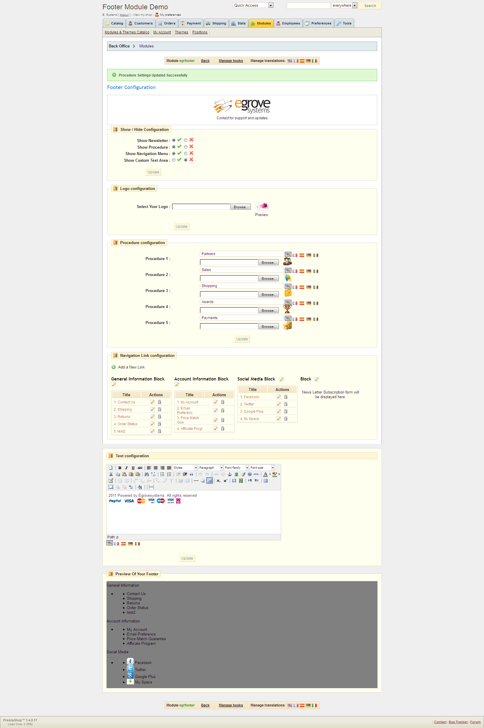 Footer Module Newletter| Prestashop multiple footer| Social buttons